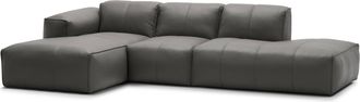 Studio Copenhagen home24 Ecksofa mit Chaiselongue Grau/Grau Echtleder Neka 290 x 71 x 173cm Longchair davorstehend links Modern