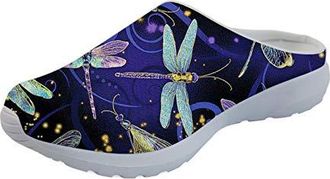 Showudesigns Chaussons d&eacute;contract&eacute;s en maille pour femme Motif animal - Violet - Libellule., 39 EU