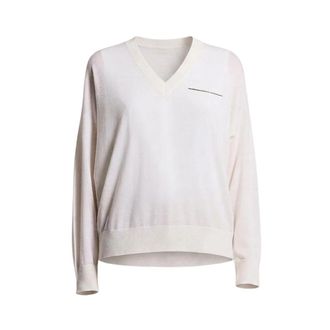 PESERICO V-neck Long Sleeve Sweater - - Knitwear - Damen - Wei&szlig; - XS