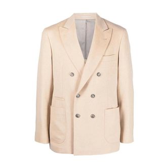 Brunello Cucinelli Homme, Vestes, Beige, Taille: L Veste en Laine Crois&eacute;e