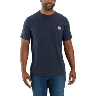 Carhartt Work in Progress T-shirt Force à manches courtes et poche pour homme Coupe décontractée, bleu marine, Taille L