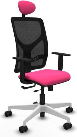 Piqueras y Crespo Schreibtischstuhl mit Rollen, Rosa, mit 1D-Armlehnen, h&ouml;henverstellbare Lendenwirbelst&uuml;tze und festes Kopfteil, ausgestattet mit Syncro/Traslack und S