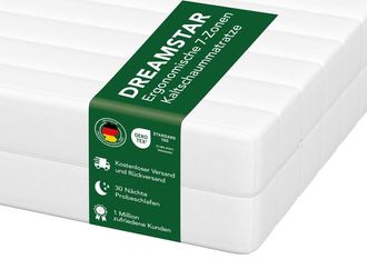 Dreamstar Simple Flex Duo 7-Zonen Matratze 180x200 cm | H2&H3 | Ergonomische Kaltschaummatratze | Hypoallergen & Antibakteriell | Bezug abnehmbar & waschbar | &Ouml;