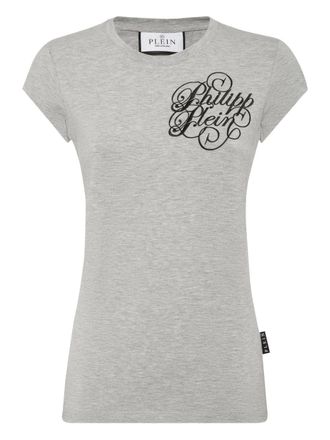 Philipp Plein t-shirt à logo brodé - Gris