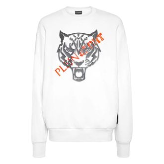 Plein Sport Homme, Sweatshirts et sweats &agrave; capuche, Blanc, Taille: XL Longsleeve SweaT-shirt Tiger