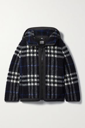 Burberry Manteau &Agrave; Capuche En Molleton De Laine M&eacute;lang&eacute;e &Agrave; Carreaux Et &Agrave; Finitions En Tissu Technique - Gris