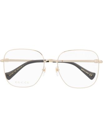 Gucci lunettes de vue m&eacute;tallique &agrave; monture oversize - Or
