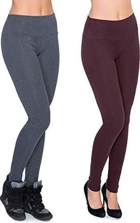 FUTURO FASHION Futuro Fashion 2X Leggings dhiver chaudes pour femmes, taille haute, longueur compl&egrave;te, en coton, avec doublure en polaire &agrave; lint&eacute;rieur, lot de 2 LWPP