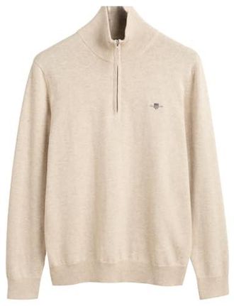 GANT Gant Pull Classique en Coton Semi-zipp&eacute; pour Homme, M&eacute;lange de Beige Clair., XXL