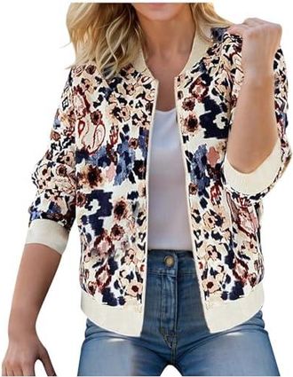 Generic Vestes d&eacute;contract&eacute;es &agrave; fermeture &eacute;clair pour femme, col montant, courtes, l&eacute;g&egrave;res, 2026, kaki, XL