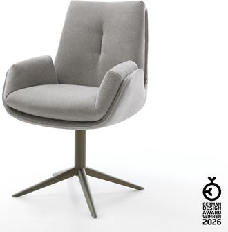 DELIFE Drehstuhl Clea-Flex Strukturstoff Soft Grau Fu&szlig;kreuz Effektfinish Titan 360&deg; drehbar Wippfunktion, Esszimmerst&uuml;hle