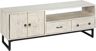 Atmosphera Atmosphera - Meuble tv Ajay - métal & manguier - Motif sculpté 54x140 cm