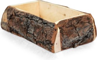 Zirbelino Holzkiste mit Baumrinde aus Zirbe - ca. 27x16x7,5cm - für Blumen, Kräuter oder als Deko