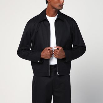 Gucci Schwarze Baumwoll-Twilljacke mit Web-Detail