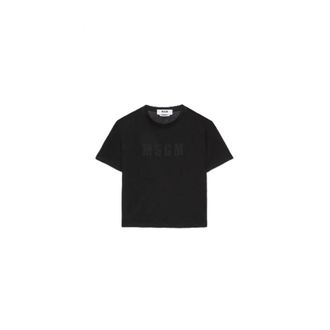 Msgm Baumwoll T-Shirt - - Tops - Damen - Schwarzk - L