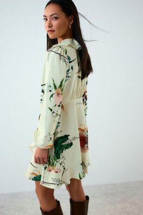 Next Minikleid Lang&auml;rmeliges Wickel-Minikleid (1-tlg)
