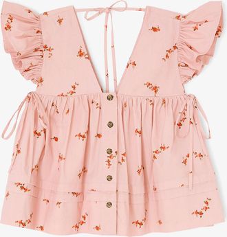 Ganni Chemisier en coton rose biologique - Taille 34 - Pour Femme