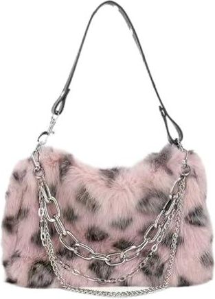 Generic NYSBH Sac &agrave; bandouli&egrave;re pour femme Motif l&eacute;opard Automne Hiver Cha&icirc;ne Sac &agrave; main pour femme Imprim&eacute; l&eacute;opard Sac &agrave; main moelleux avec poign&eacute;e sup&eacute;rieur