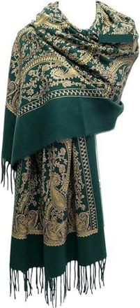 GFM EMBSHL-BB Ch&acirc;le Style Pashmina Brod&eacute; Toucher Cachemire - Automne-Hiver - F&ecirc;te des M&egrave;res Saint Valentin No&euml;l, 4-GHR-Vert fonc&eacute;, L