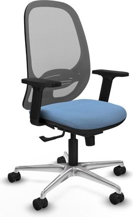 Piqueras y Crespo Hochwertiger Schreibtischstuhl mit 2D-Armen, h&ouml;henverstellbare Lendenwirbelst&uuml;tze. Ausgestattet mit 3 Positionen und Schneidschaum. Grau/Himmelblau