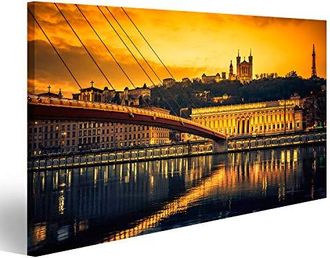 Islandburner Tableau sur toile Vue de la rivi&egrave;re Saone au coucher du soleil Lyon France Peintures Impressions Art Poster Mural