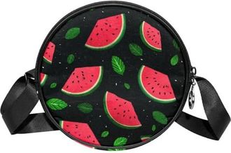 Generic Sac &agrave; bandouli&egrave;re rond pour femme, imprim&eacute; past&egrave;que, petit sac &agrave; bandouli&egrave;re avec fermeture &eacute;clair, bretelles r&eacute;glables, sac &agrave; main rond d&eacute;contract&eacute; p