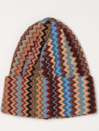 Missoni Bonnet en m&eacute;lange de laine &agrave; motif zigzag multicolore