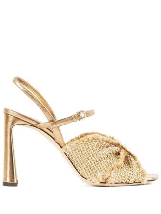 Jimmy Choo London sandales Annika 95 mm &agrave; noeud m&eacute;tallis&eacute; - Or