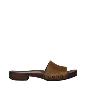 Miu Miu Femmes Sabots et mules en daim marron/cannelle