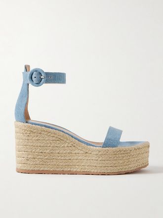 Gianvito Rossi Sandales Compensées Façon Espadrilles En Denim 45 - Bleu