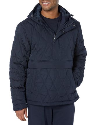 Amazon Essentials Herren Anorak Puffermantel mit Kapuze, Viertelreißverschluss, Marineblau, Größe XXL
