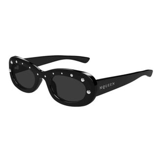 Alexander McQueen Ovale Sonnenbrille - - Accessories - Damen - Schwarzk - 51 MM