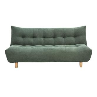 Miliboo Canap&eacute; convertible scandinave 3 places en tissu chenille vert kaki et bois clair YUMI