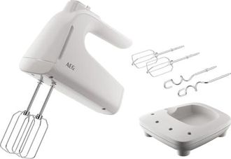 AEG Handmixer, 5 Geschwindigkeitsstufen, Turbo-Funktion für Höchstleistung, Auswurftaste, 2 Rührbesen, 2 Knethaken, Zubehörstation, spülmaschinenfest, 500