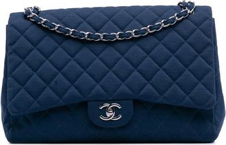 Chanel 2009-2010 maxi Classic Single Flap Schultertasche - Blau