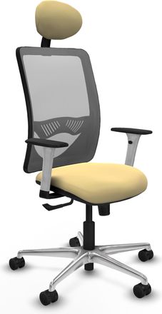 Piqueras y Crespo Verstellbarer Schreibtischstuhl Zulema mit wei&szlig;en und schwarzen Armlehnen, h&ouml;henverstellbare Lendenwirbelst&uuml;tze und festes Kopfteil, ausgestattet mit 