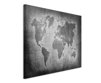 Paul Sinus Art 50x70cm Wandbild Fotoleinwand Bild in Schwarz Weiss Weltkarte