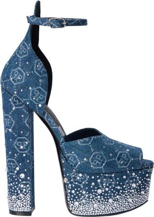 Philipp Plein Femme, Chaussures, Bleu, Taille: 36 EU Sandales Plateformes en Denim