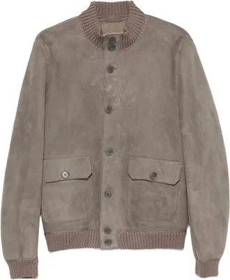 Santoro London Suede Ribbed-trim Jacket