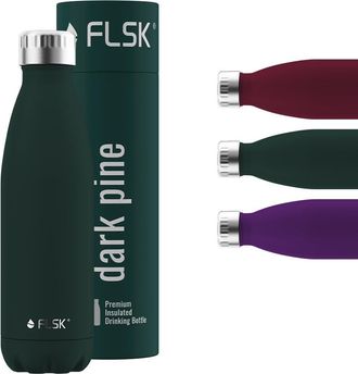 FLSK Trinkflasche - Premium Edelstahl Thermosflasche - 100 % auslaufsicher & kohlens&auml;uregeeignet - h&auml;lt 24 h kalt & 18 h hei&szlig; - BPA-frei (dark pine, 500 ml