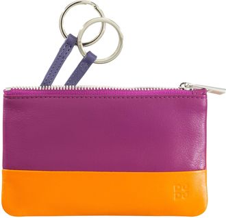 DuDu Buntes Schlüsseletui aus Leder Unisex mit Reißverschluss Fuchsia