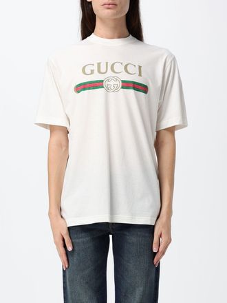 Gucci T-shirt relaxed fit en coton et soie avec logo Web