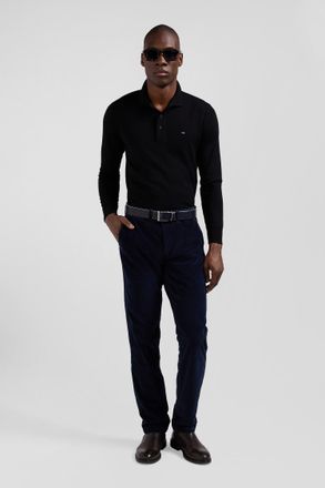 Eden Park Pantalon Chino En Coton Velours Stretch Marine Coupe Regular