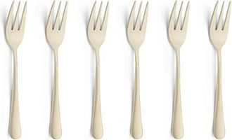 Amefa AUSTIN Kuchengabel Besteck Set 6-teilig | stylisches Design | Edelstahl Kuchengabeln 6 Stück mit PVD Veredelung | Champagner satiniert | 14,3 cm | ros