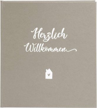Goldbuch 48 025 - G&auml;stebuch Herzlich Willkommen, Fotog&auml;stebuch mit 176 wei&szlig;e Seiten und Lesezeichen, Einband aus Strukturiertem Buchbindepapier mit Pr&auml;gung, Fo
