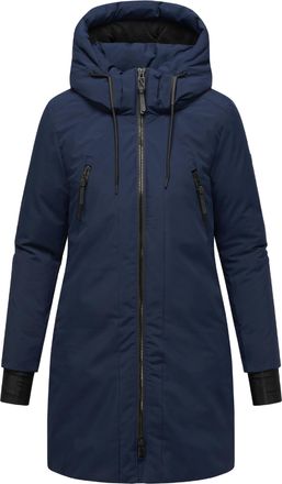 Navahoo Damen modischer Wintermantel warmer Parka mit (abnehmbarer) Kapuze und Rucksacktr&auml;gern innen Winterzart 14 Navy Gr. XL