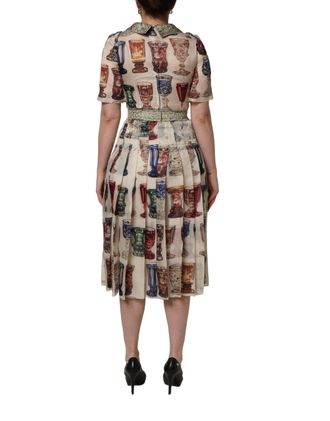 Dolce & Gabbana Womens Multicolor Vintage Glassware Midi Dress Silk Cotton Nylon Elastane