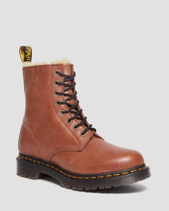 Dr. Martens 1460 Serena Leder Schn&uuml;rstiefel Mit Kunstfellfutter in Br&auml;unen, Gr&ouml;&szlig;e: 36