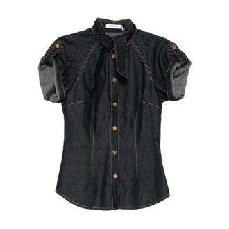 Zimmermann Femme, Blouses et Chemises, Bleu, Taille: 38 FR Chemise en denim &agrave; col nou&eacute;