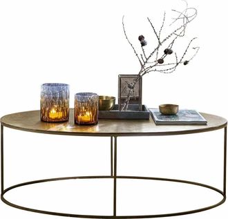 Loberon Couchtisch Leron, Moderner Landhaus-Look, Nobler Blickfang, Schlichtes Design, Sofatisch, Wohnzimmertisch, Eisen, Aluminiumguss, antikgold